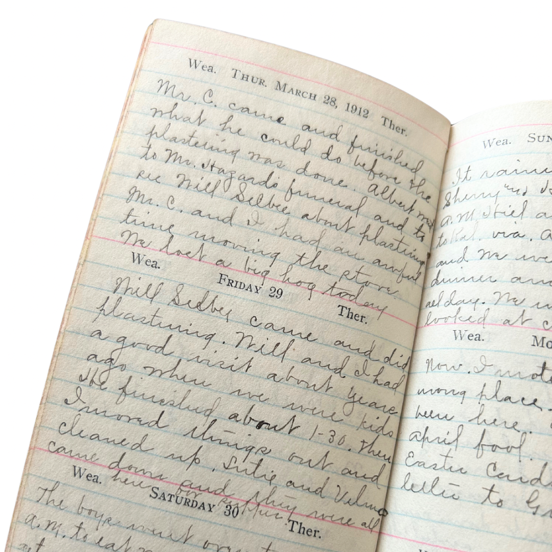 1912 Manuscript Diary of a Well-Written Kalamazoo, Michigan Farming Wi ...