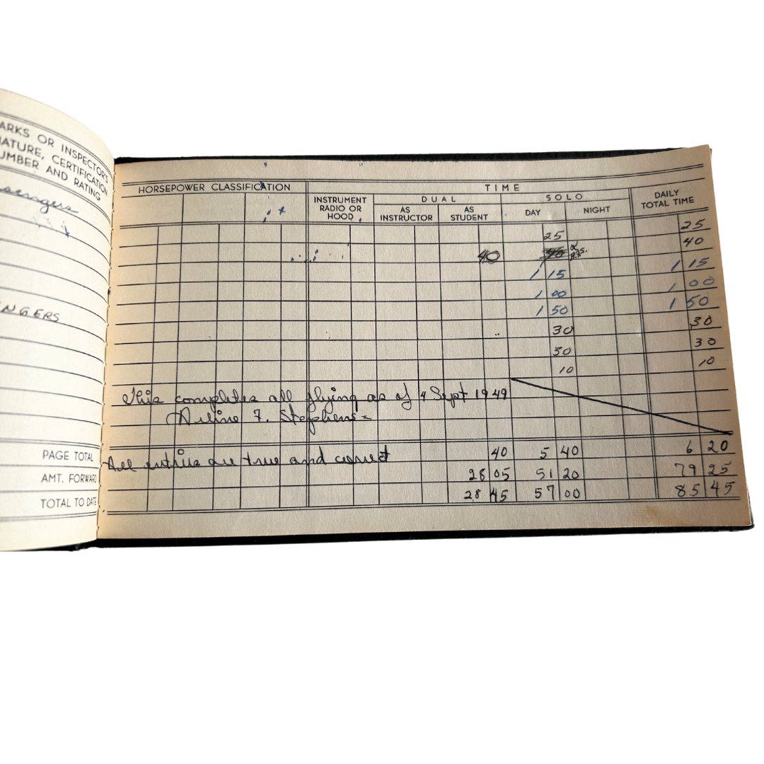 1948 Handwritten Flight Log of a Young, Female Lubbock, Texas Pilot Tr ...