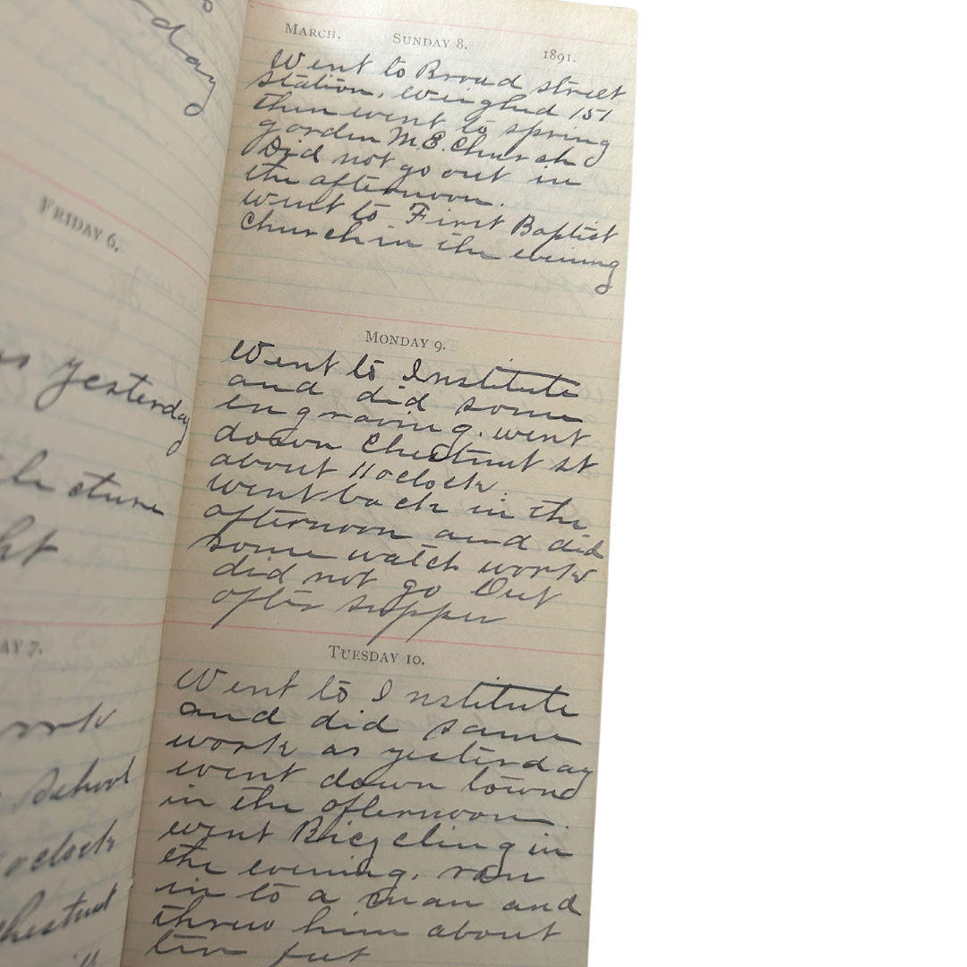 1891 Fascinating Diary by a Student of Watchmaking at the American Hor ...