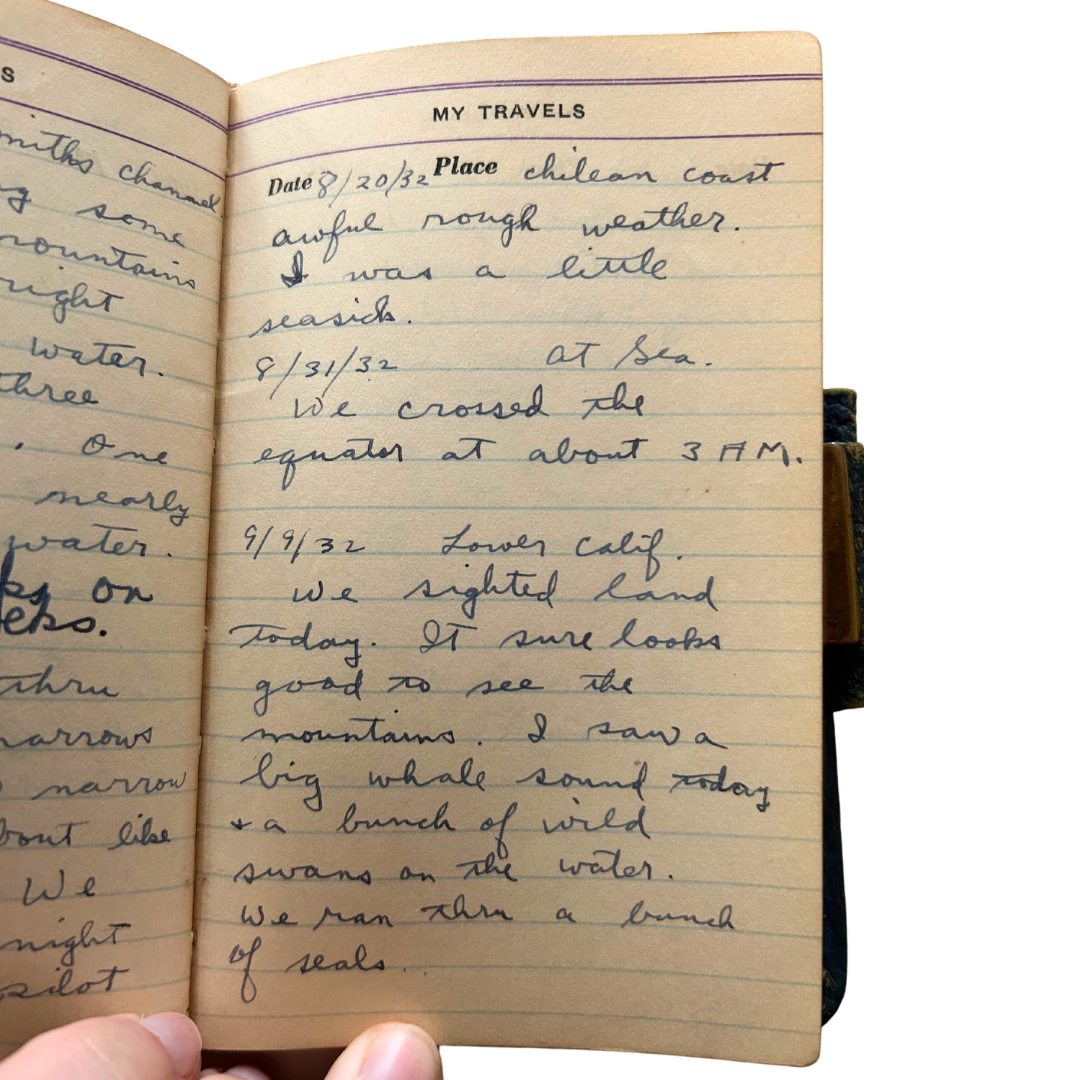 1932 Sea Scout’s Diary Chronicling His Journey Around Cape Horn and Hi ...