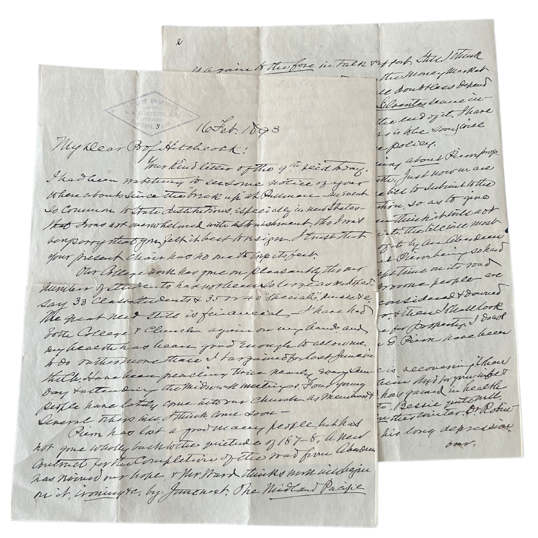 1893 Detailed Manuscript Letter from Historian William M. Blackburn, P ...