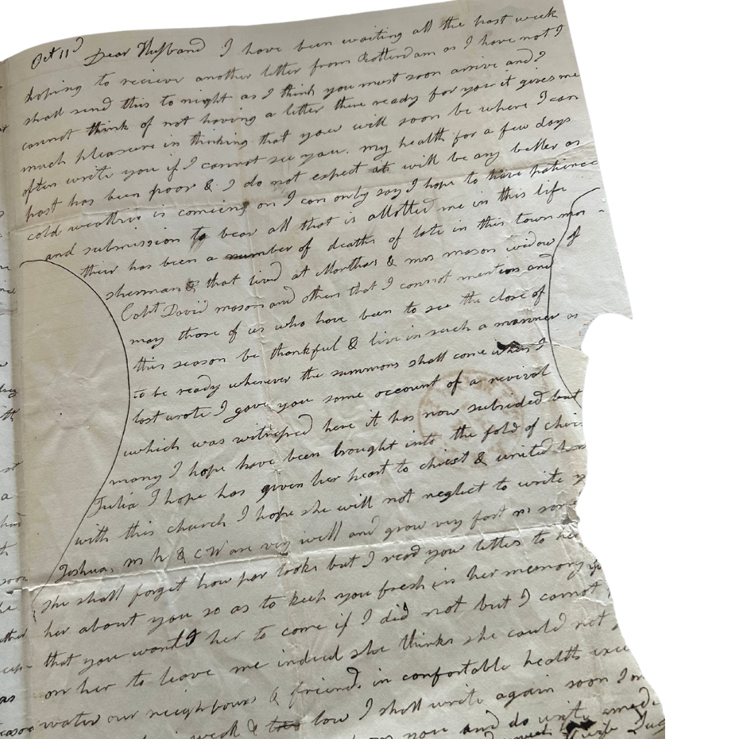 1840 Manuscript Letter from the Wife of a Maine Sea Captain Sailing on ...