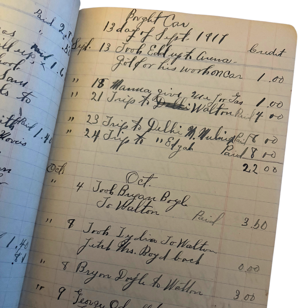 1916-1918 Unique Delaware County, NY Manuscript Auto Shop Ledger and P ...