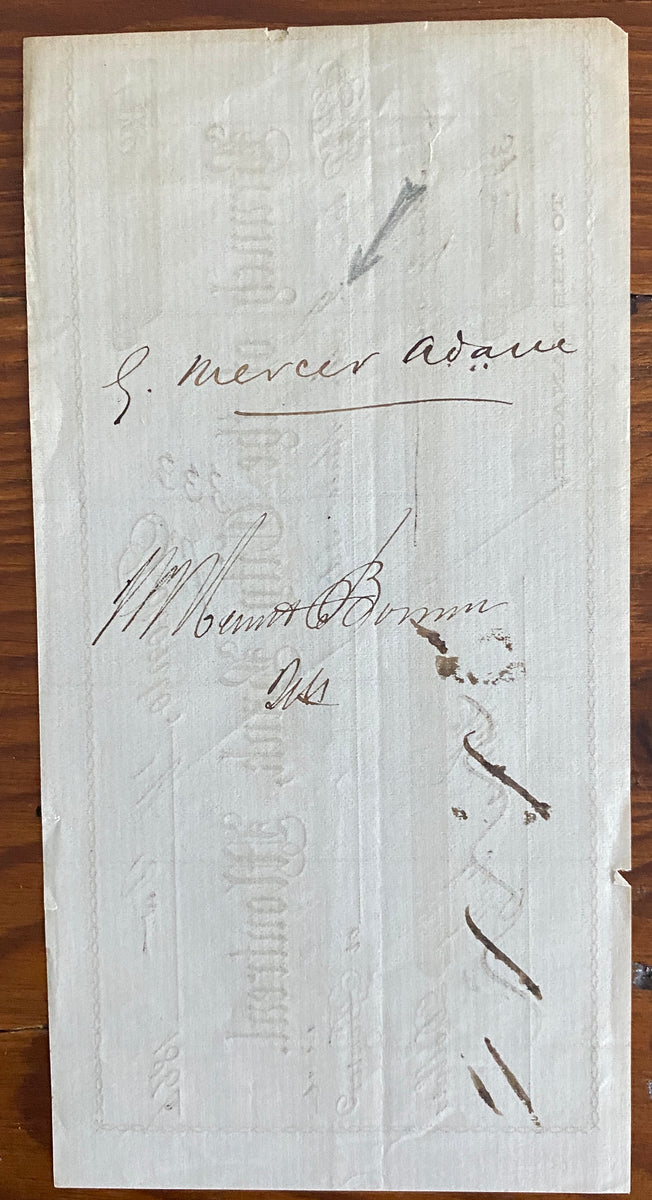 1866 City Bank of Montreal Cheque signed by Thomas Galt to Graeme Merc ...