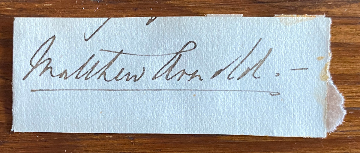 19th Century Cut Signature of British Poet and Son of Famed Headmaster ...