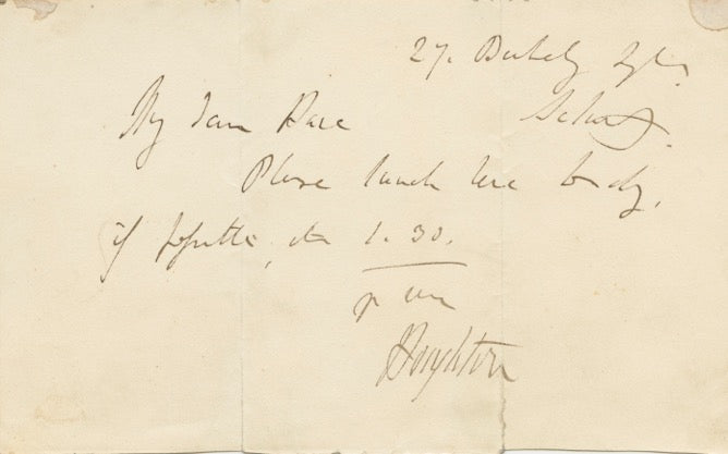 1800s Manuscript Note by Richard Monckton Milnes, First Baron of Hough ...