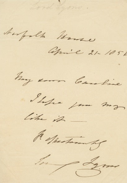 1856 Manuscript Letter from Lord Richard Bickerton Pernell Lyons, 1st ...