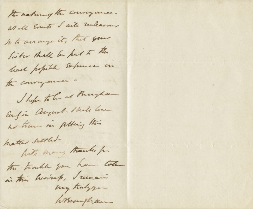 1848 Manuscript Signed Letter by William Brougham, 2nd Baron Brougham ...