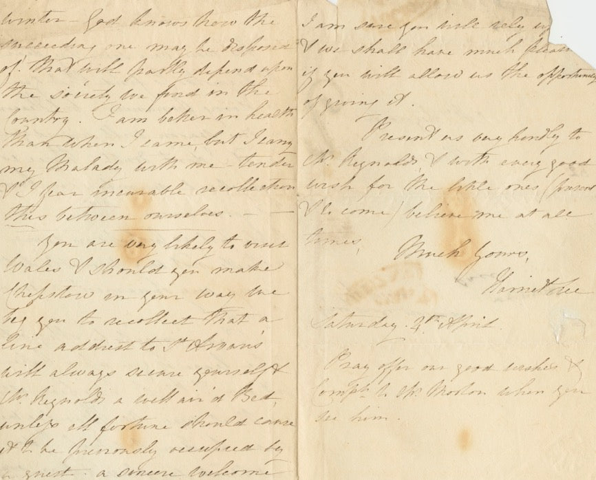 1835 Chatty Manuscript Letter by Harriet Lee, British Playwright and A ...