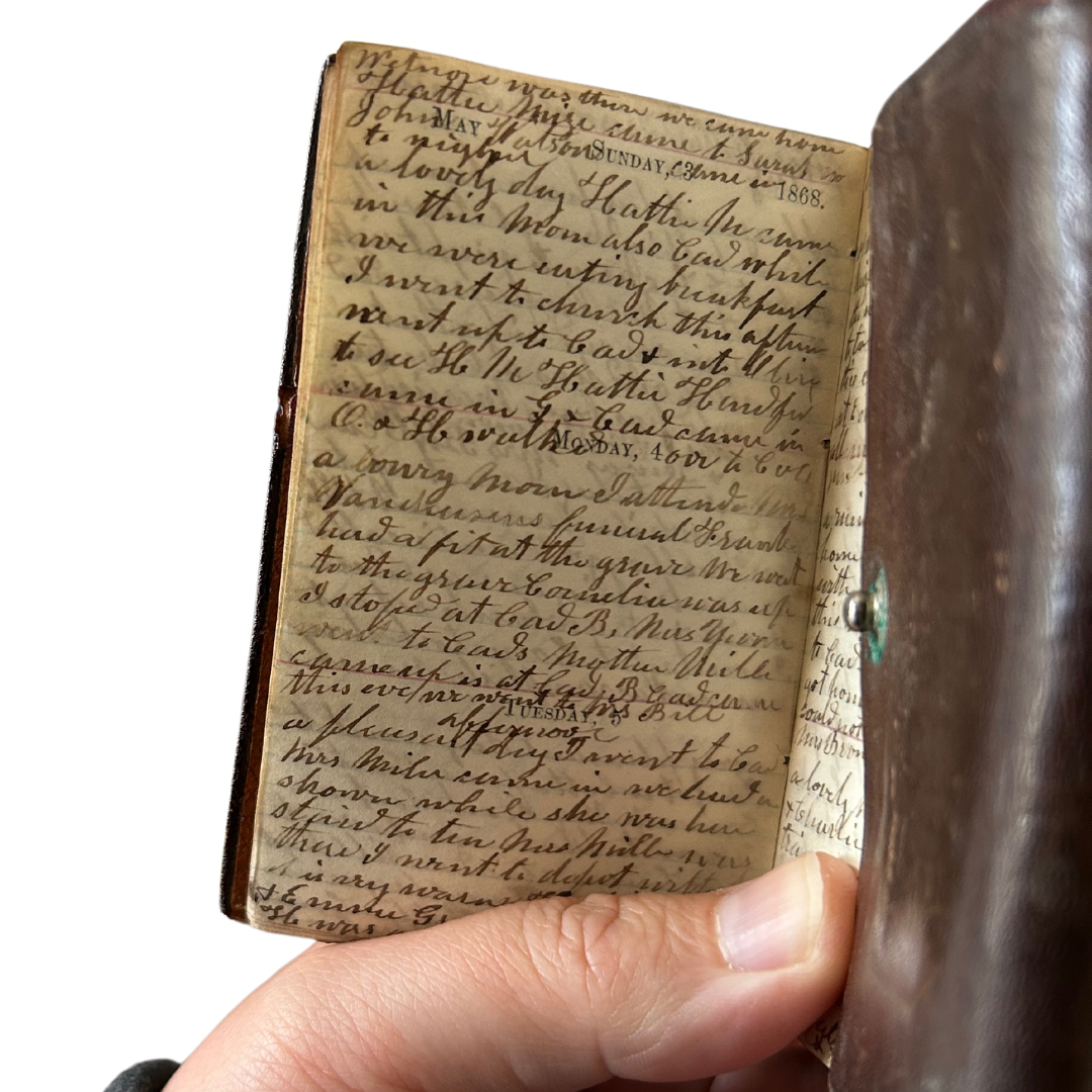 1868 HANDWRITTEN MANUSCRIPT DIARY OF A POST CIVIL WAR ERA AKRON OHIO W ...