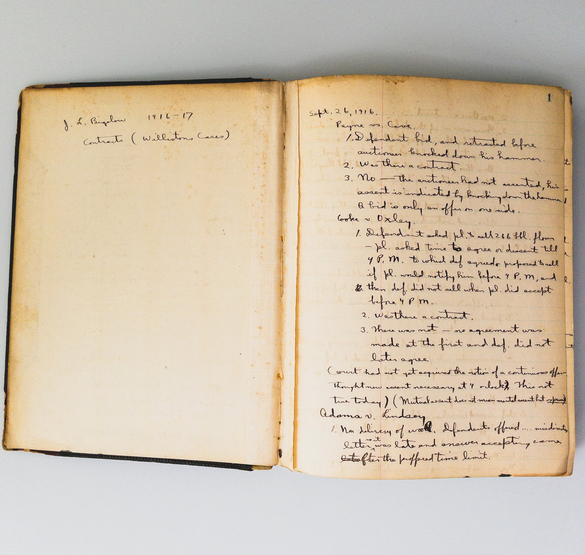 1916 In-Depth Legal Notes by Harvard Law Student and Practicing Massac ...