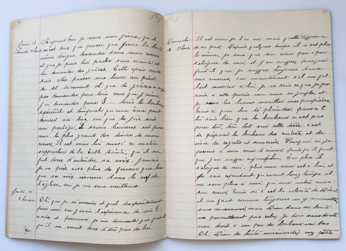 1909-1916 Charming French Diary of a Religious, Romantic Young Woman i ...