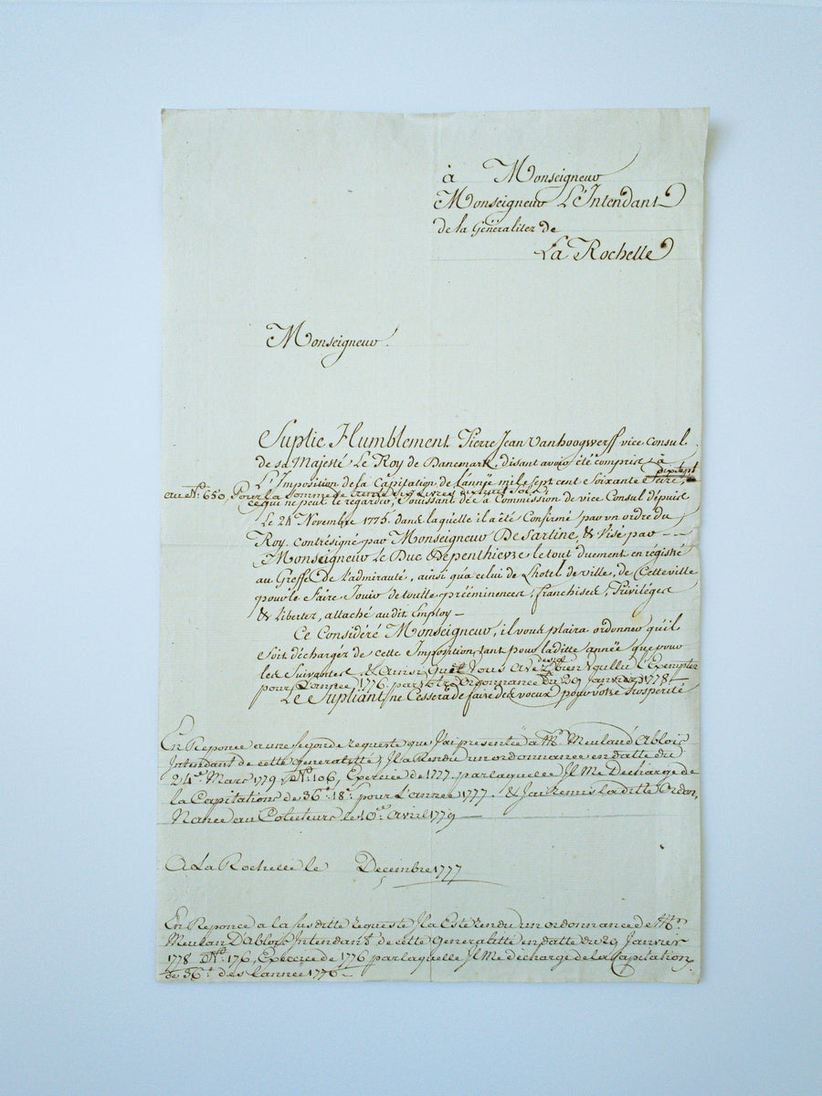 Beautiful Pre-Revolutionary 1777 French Diplomatic Correspondence ...