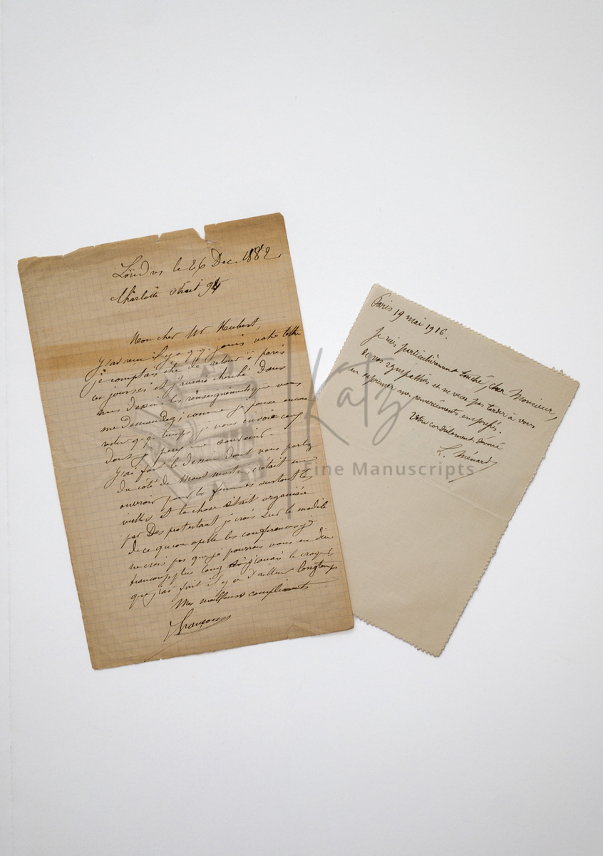 19th and 20th Century Letters Written to French Magazine Publisher, Ed ...