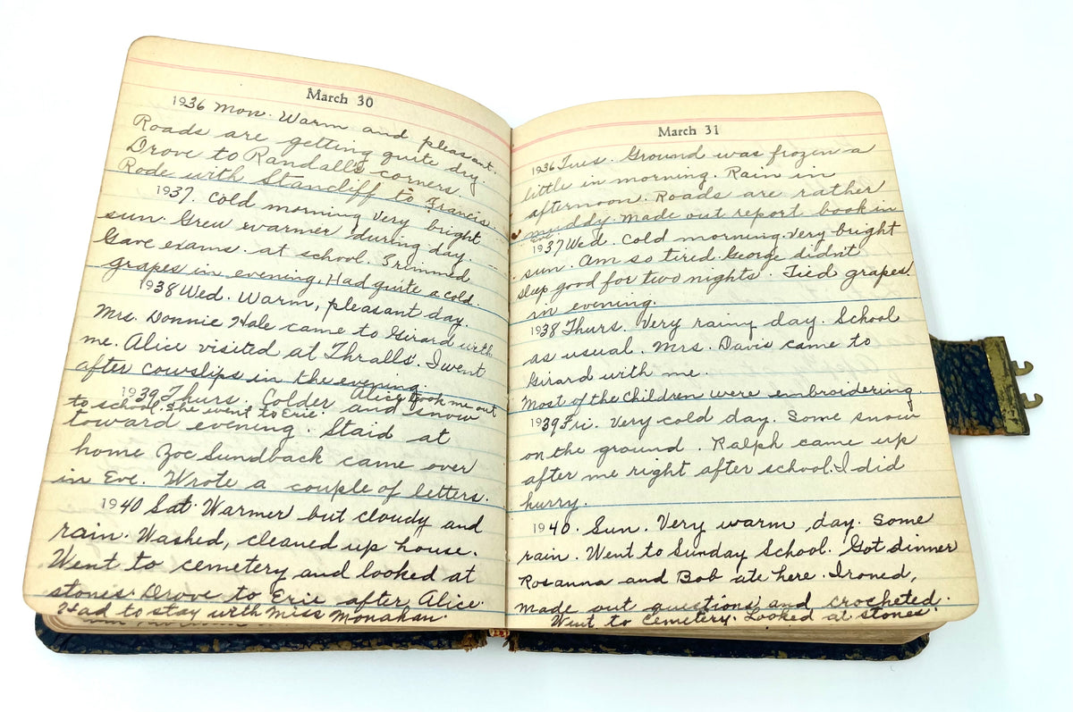 1936-1940 Pennsylvania Diary Highlighting the Immense Burden and Resil ...